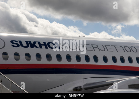 Prototype Sukhoi Superjet 100 airliner at Farnborough International Air ...