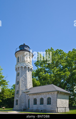 Historic lighthouse at Old Fort Niagara, where the Niagara River joins ...