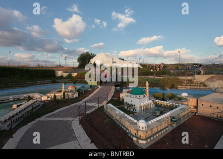Visitors amid miniature replica of Israels landmarks displayed in Mini ...