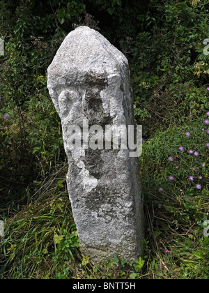 Old stone road marker Cornwall England Stock Photo - Alamy
