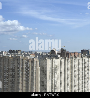 A residential settlement with tall apartment buildings in the slums of ...