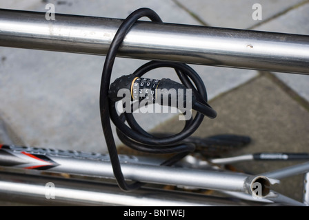 The remains of a bicycle chained to a bike rack in Edinburgh, Scotland ...