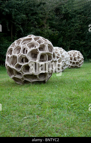 Textile fibre fiber art sculptures constructed from rope sisal string ...