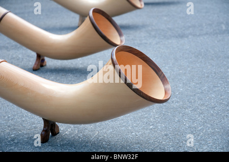 Alp horn traditional alpine wind instrument Stock Photo - Alamy