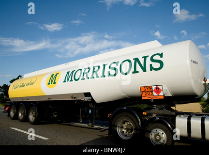 Morrisons petrol tanker, lorry, truck in heavy rain on A19 dual ...