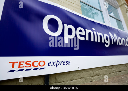 Banner to advertise a new / opening Tesco Express supermarket Stock ...