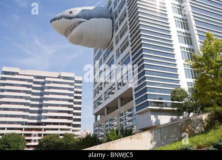Discovery Channel headquarters with Shark Week decorations Stock Photo ...