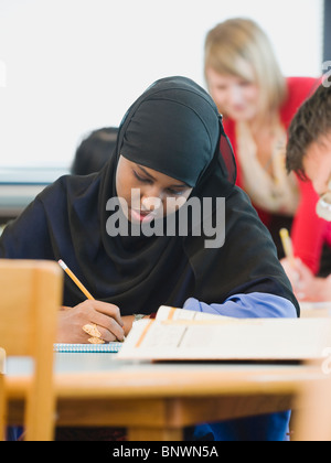 High school student learning english or mathematics in class Stock ...