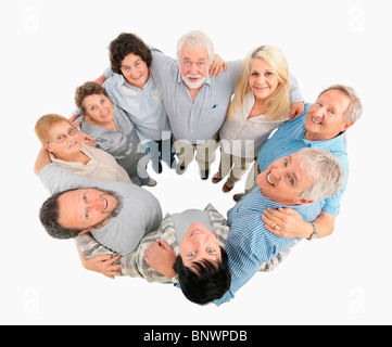 People stand in circle of contact group and applaud supporting their ...