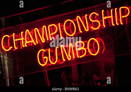 Illuminated Gumbo sign on Beale Street in Memphis Stock Photo - Alamy