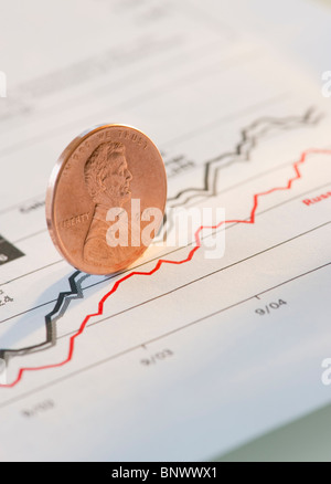 Pennies on a graph Stock Photo - Alamy