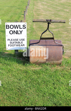 garden roller at a bowling green Stock Photo - Alamy