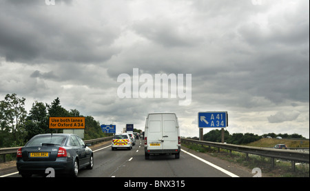 Exit sign for Junction 1 on M40 Motorway, Buckinghamshire, England ...