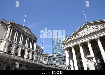 The Royal Exchange and the Bank of England, London, 19th century Stock ...