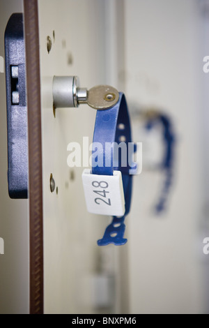 Close up view of locker door handle isolated on white background Stock ...
