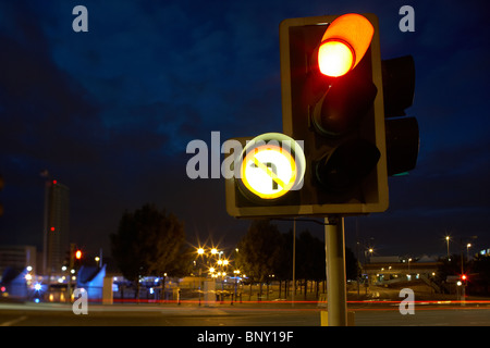 traffic light signals and no left turn buses excepted signs in downtown ...