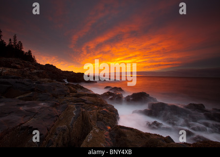 Dawn at Hunters Head, Acadia National Park, Maine, USA Stock Photo - Alamy