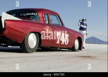 Bonneville speed record car at the start of record attempt. Bonneville ...
