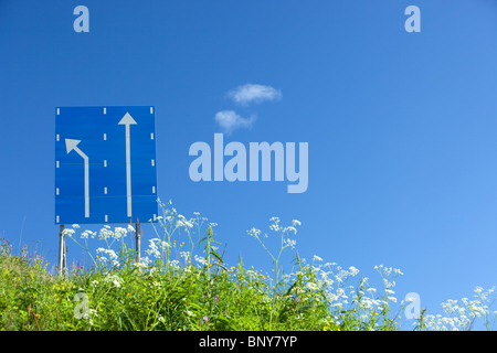Road sign with two arrows pointing down to opposite sides Stock Photo ...