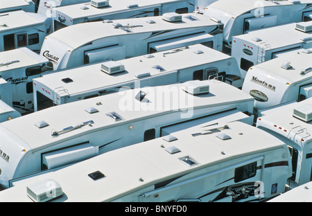Open road trailers camp trade show Stock Photo - Alamy