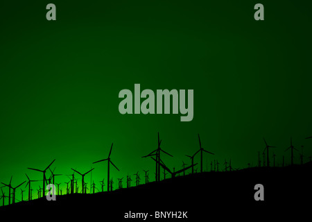 Wind turbines with different colored background colors Stock Photo - Alamy
