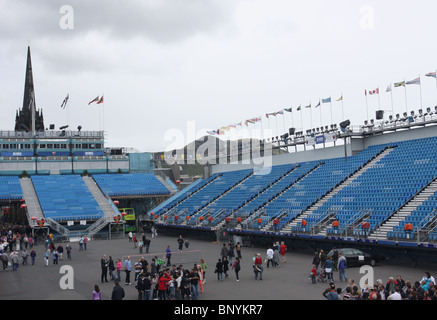 Edinburgh Castle Esplanade with the seating for the Tattoo and a stage ...