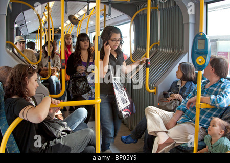 London interior of a Mercedes Benz Citaro bendy bus showing the ...
