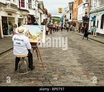 GUILDFORD ARTIST HIGH STREET PAINTING VIEW watercolour work historic ...