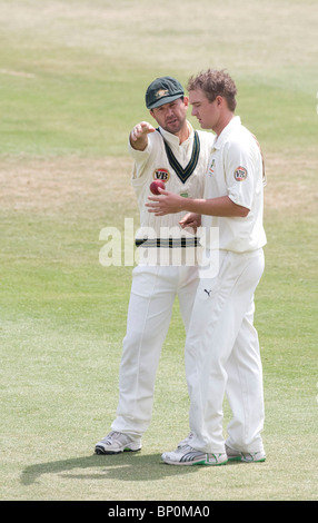 Australia's cricket captain Ricky Ponting, right, collides with fellow ...