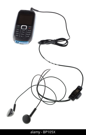 Mobile cellphone accessories, plug, earphones, connectors isolated on a ...