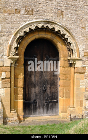 South door of St. Gregory`s Church, Tredington, Warwickshire, England ...
