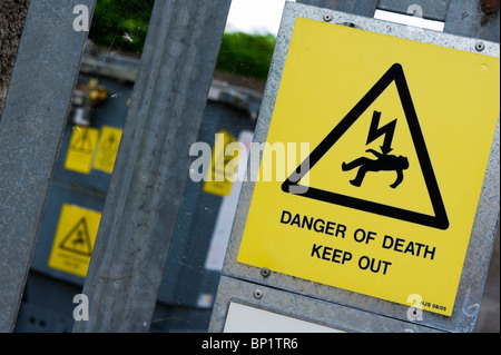 mains electricity danger signs on street junction boxes in richmond ...