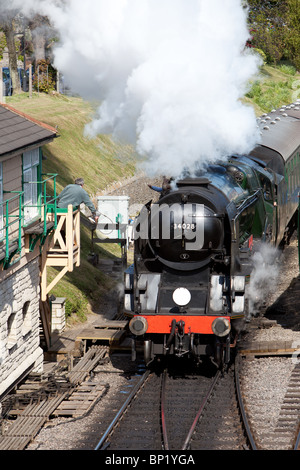 Eddystone Steam locomotive leaving Swanage with full head of steam ...