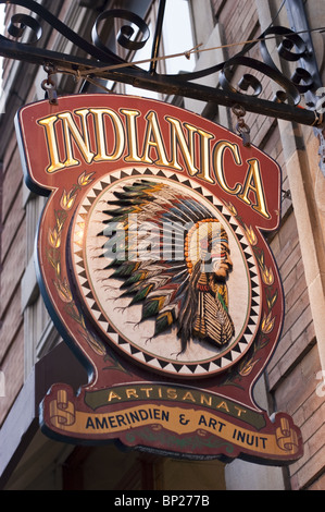 Plate sign of Indianica art and artisan shop of First Nations, Inuits ...