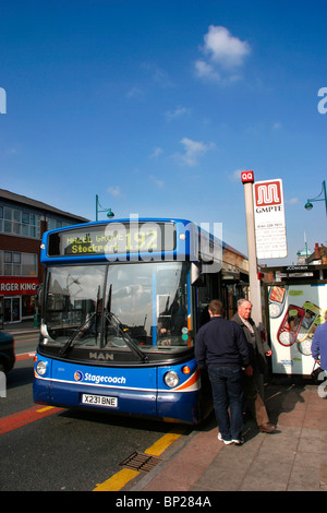 stagecoach bus stop sign north devon england uk gb Stock Photo - Alamy