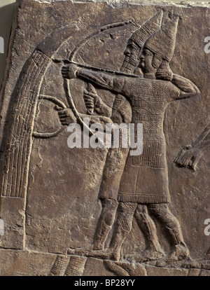 ASSYRIAN SOLDIERS IN BATTLE; ARCHERS PROTECTED BY LARGE REED-MATE ...