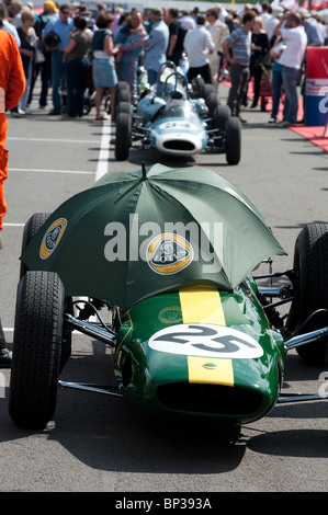 Lotus 25 Formula One racing car cockpit, 2010 Silverstone Classic, UK ...