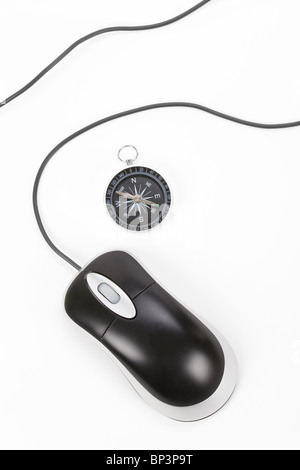 Computer Mouse and Compass, internet concept Stock Photo - Alamy