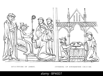 Black and White Illustration; The Foundation of a Minster; probably by ...