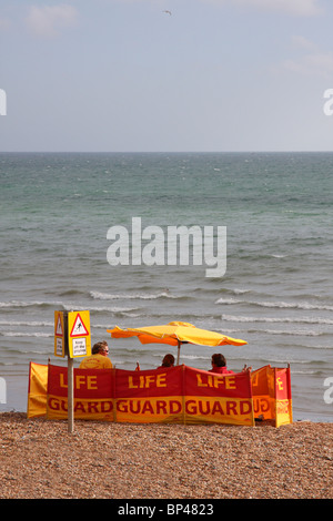 A lifeguard post on the beach at Brighton on a hot summer day, 31st May ...