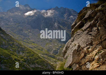 Jou Lluengu with Picos Albos and Neveron de Urriello. Bulnes. Picos de ...