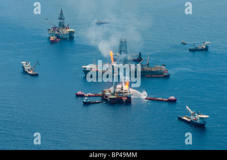 Discoverer Enterprise drillship and Helix Q4000 at the MC252 ...