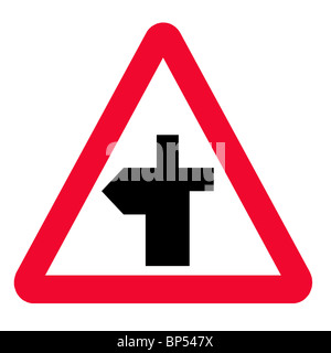 uk road sign T junction priority to right turn Stock Photo - Alamy