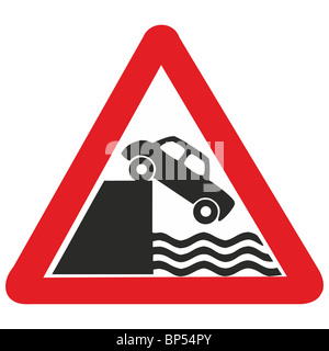 Warning triangle Quayside or river bank traffic sign Stock Photo ...