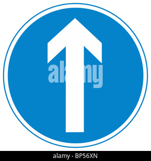 uk road sign one way street traffic streets white arrow blue background ...