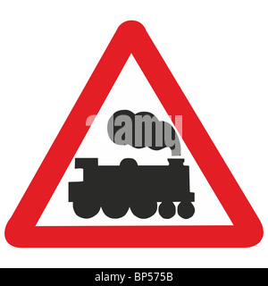 UK Road Sign For Gated Level Crossing with Light Signals Stock Photo ...