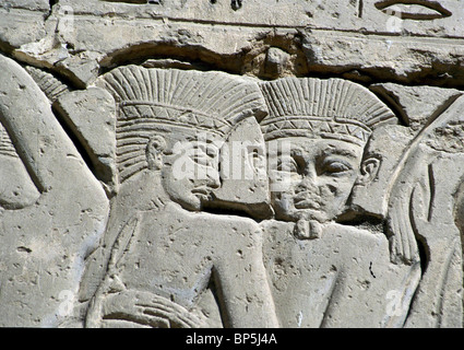 PHILISTINE SOLDIERS WEARING THE TYPICAL PHILISTINE HEADDRESS. RELIEF ...