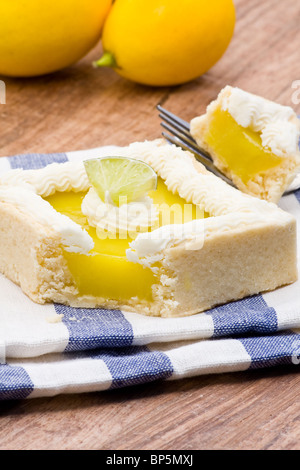 Lemon pie on wooden background Stock Photo - Alamy
