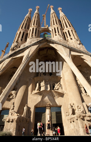 The Crucifixion, Passion facade of the Sagrada Familia, Barcelona, Catalonia, Spain, Europe ...