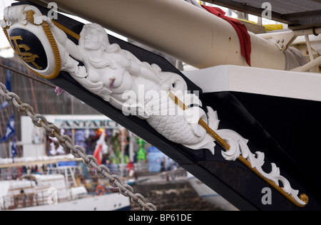 Ship Mermaid Figurehead on Front of Fishing Boat Stock Photo - Alamy